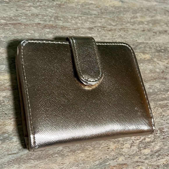 Bags | Metallic Pink Gold Snap On Wallet | Poshmark